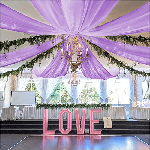 FOTSHARER Lavender Wedding Arch Drapes - 2 Panels, 5x20FT Chiffon Drapes for Backdrop, Bed Canopy, Party Tent