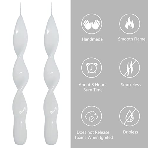 White Twisted Candlesticks Spiral Taper Candle Handmade Candles Sticks for Wedding Celebration Anniversary Church