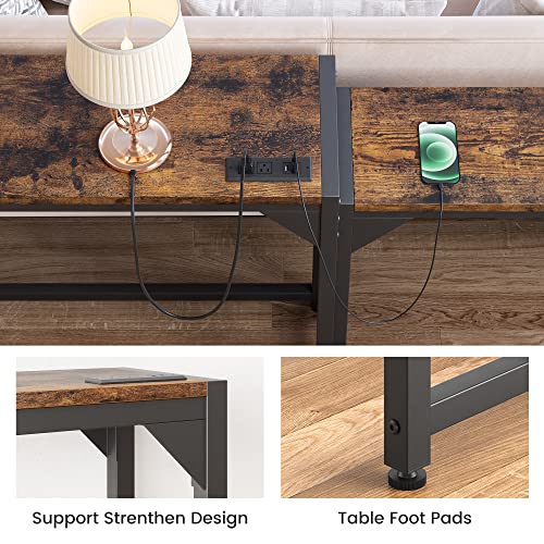 IDEALHOUSE Console Table, Sofa Tables Narrow Long Entryway Table, 79β Industrial Console Table with Outlet, Behind Couch Table for Living Room, Hallway, Foyer, Rustic Brown (Brown)