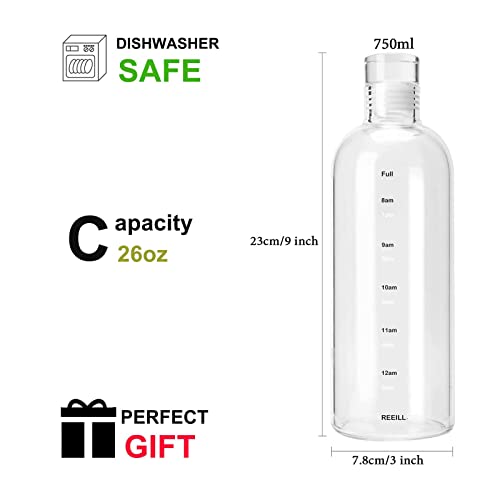 Clear Glass Water Bottles With Time Marker Non-slip Sleeve And Lids, Reusable Glass Drinking Bottles, Drink Water Bottle 17 Oz,Suitable For Drinks, Juices, Sodas, Coke, As Gifts (750ML2PCS)