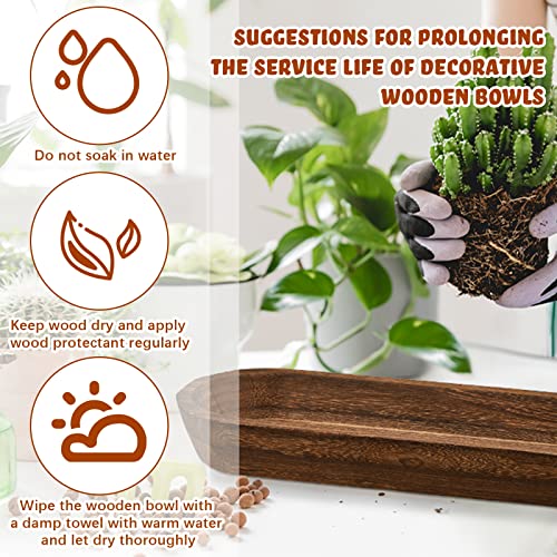 Decorative Bowls for Home Decor 2 Pieces Wooden Dough Bowl Wooden Bowls Rustic Bread Bowl Long Wooden Bowl for Kitchen Home Dining Table Centerpiece Decorations (10 x 6 x 2 Inch, 16 x 6 x 2 Inch)