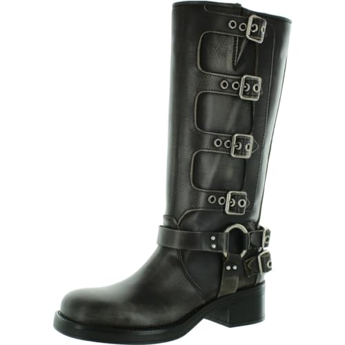 Steve Madden Women's Brocks Fashion Boot, Black Distressed, 6.5