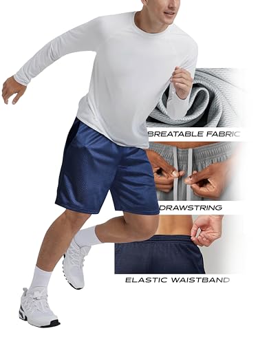 Hat and Beyond Mens Lightweight Basic Mesh Solid Basketball Jersey Workout Fitness Gym Shorts (X-Large, 1ihb01_Purple)