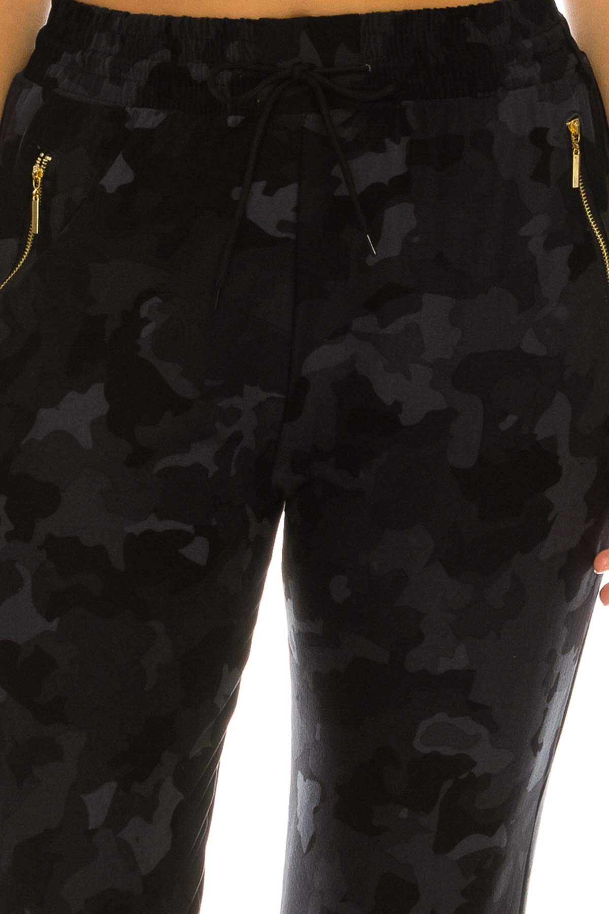 Leggings Depot Women's Relaxed fit Jogger Pants - Track Cuff Sweatpants with Pockets-S812ZIP, Gray Camouflage-with Zipper, Medium