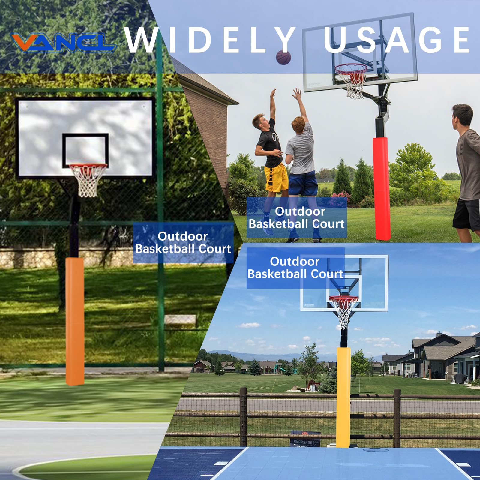 VANCL Pole Padding 4" Square Garage Pole Padding Heavy Duty Basketball Pole Pads 4 Inch Durable Basketball Pole Pad UV-Resistant Waterproof, Black (Fit 4x4 Inch Pole-6 Feet Tall)