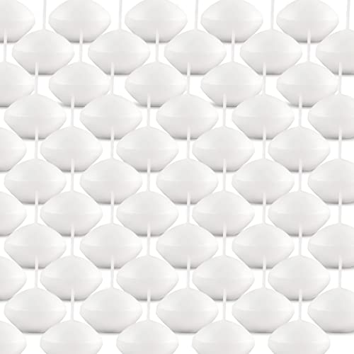 fclayvts 100 Pieces 1.75 Inch Unscented Floating Candles for Centerpieces, Floating Pool Candles Round Burning Candles Decor for Wedding Party Swimming Pool Bathtub Dinner Party Favor (White)