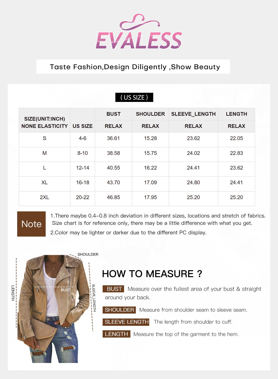 EVALESS Women's Trendy Stand Collar Faux Suede Jackets Moto Jacket Coat Brown L (MNGW85294-17-L)