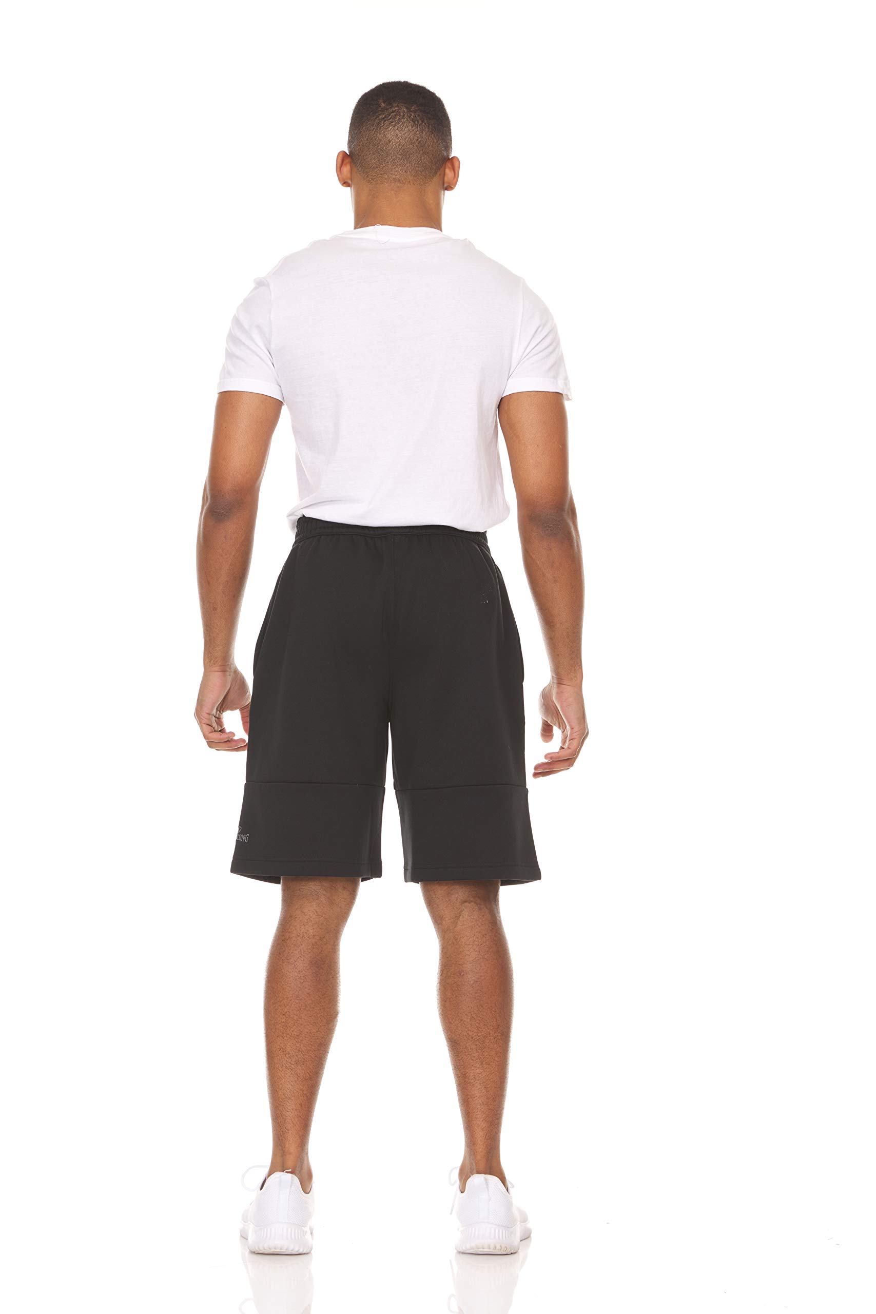 Spalding Mens Performance Regular Fit Fleece Sweat Short, 10" Inseam, Black, S