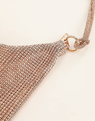 Rhinestone Hobo Bags Chic Sparkly Evening Bling Handbag Shiny Clutch Purse for Women (Champagne)