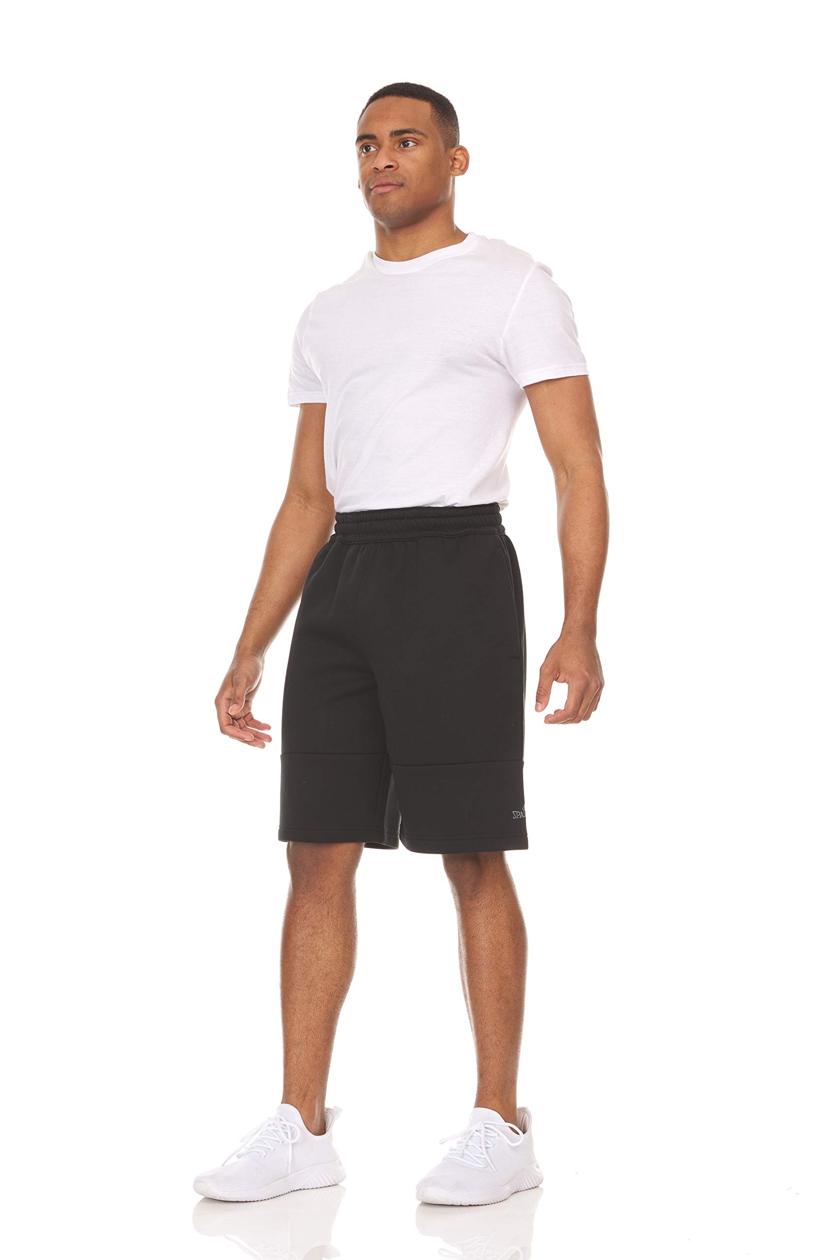 Spalding Mens Performance Regular Fit Fleece Sweat Short, 10" Inseam, Black, S