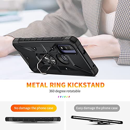 Vecomelo for Moto G Play 2023 Case with HD Screen Protector, [Military Grade] 16ft. Drop Tested Cover with Magnetic Kickstand Car Mount Protective Case for Motorola G Play 2023, Black