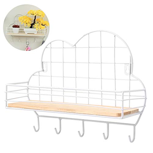STOBOK Hanging Storage Shelves Cloud Shape Wall Hanging Storage Rack, Metal Wall Mount Organiser Floating Shelves Wall Mount Organiser Cloud Shelves Display Rack for Home Decor White