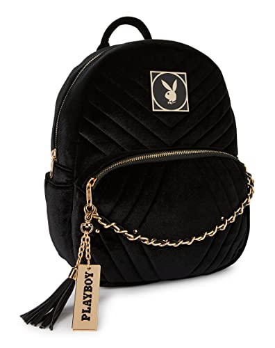 Spencer Gifts Black Velvet Playboy Mini Backpack | Officially licensed | Adjustable straps | Large front pocket | Fully lined | Zipper closure | Spot clean | Imported