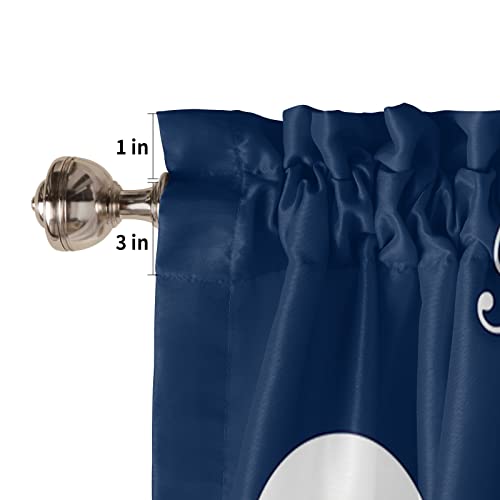 2 Panels Kitchen Curtain 72 Inch Long, Christmas Kitchen Window Curtains Rod Pocket Cafe Curtains Drapes Window Treatment for Bedroom Bathroom Cold Winter Snowflakes Blue Backdrop