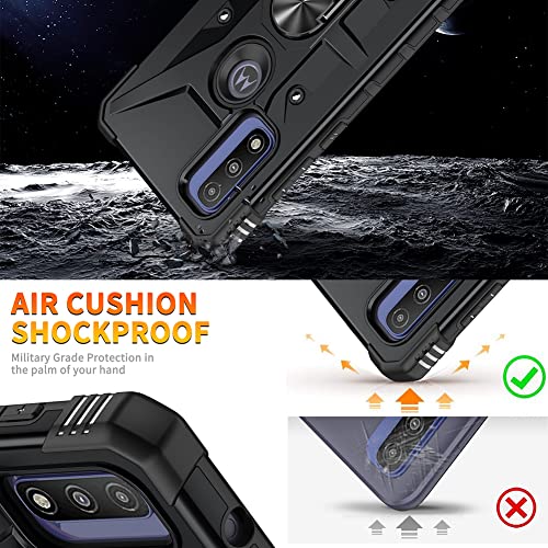 Vecomelo for Moto G Play 2023 Case with HD Screen Protector, [Military Grade] 16ft. Drop Tested Cover with Magnetic Kickstand Car Mount Protective Case for Motorola G Play 2023, Black