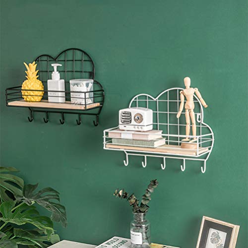 STOBOK Hanging Storage Shelves Cloud Shape Wall Hanging Storage Rack, Metal Wall Mount Organiser Floating Shelves Wall Mount Organiser Cloud Shelves Display Rack for Home Decor White