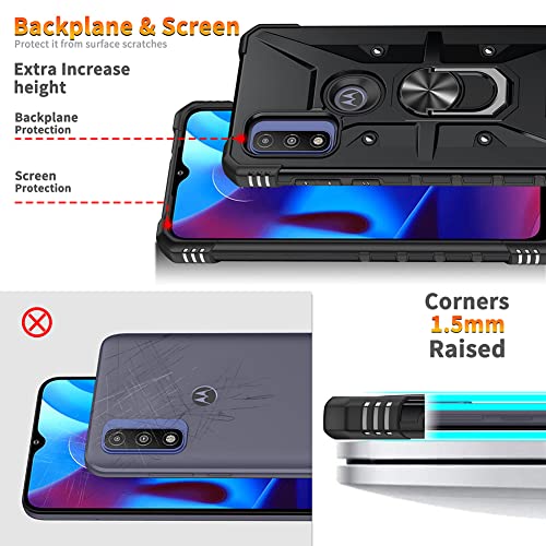 Vecomelo for Moto G Play 2023 Case with HD Screen Protector, [Military Grade] 16ft. Drop Tested Cover with Magnetic Kickstand Car Mount Protective Case for Motorola G Play 2023, Black