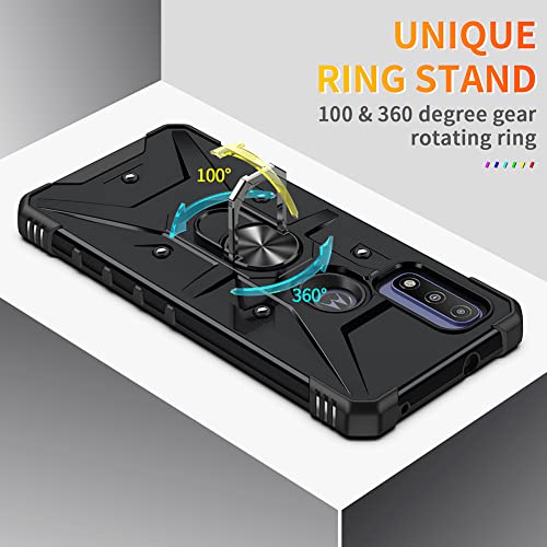 Vecomelo for Moto G Play 2023 Case with HD Screen Protector, [Military Grade] 16ft. Drop Tested Cover with Magnetic Kickstand Car Mount Protective Case for Motorola G Play 2023, Black