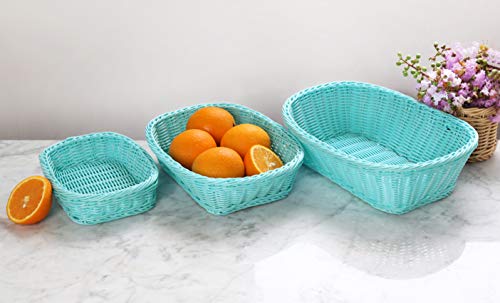 Colorbasket 545183 Hand Woven Waterproof Rectangular, Blue, 3pc Set (51401-204)
