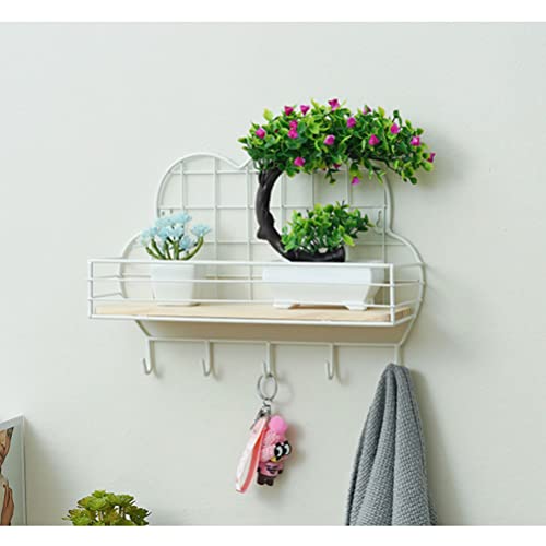 STOBOK Hanging Storage Shelves Cloud Shape Wall Hanging Storage Rack, Metal Wall Mount Organiser Floating Shelves Wall Mount Organiser Cloud Shelves Display Rack for Home Decor White