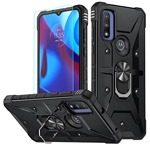 Vecomelo for Moto G Play 2023 Case with HD Screen Protector, [Military Grade] 16ft. Drop Tested Cover with Magnetic Kickstand Car Mount Protective Case for Motorola G Play 2023, Black