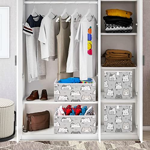 Kigai Cute Cat Cube Storage Bins - 11x11x11 in Large Foldable Cubes Organizer Storage Basket for Home Office, Nursery, Shelf, Closet