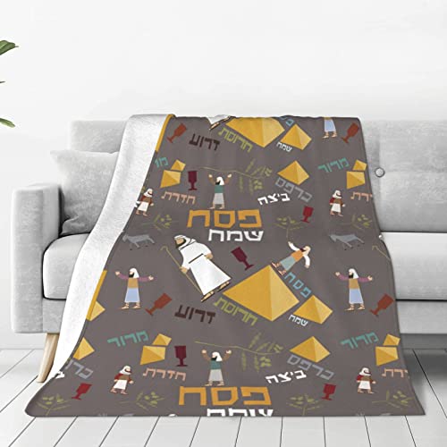 VJXZVJ Happy Traditional Jewish Passover Throw Blanket for Couch Sofa Bed, Cozy Warm Bedding Blanket Blankets 80"x60"