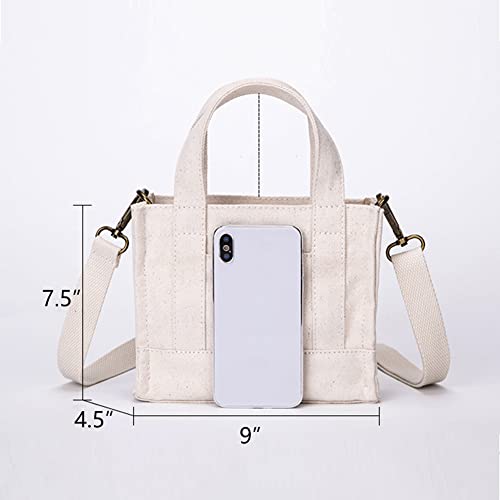 MINKARS Mini Tote Bag for Women Canvas Crossbody Purse, Black 9β