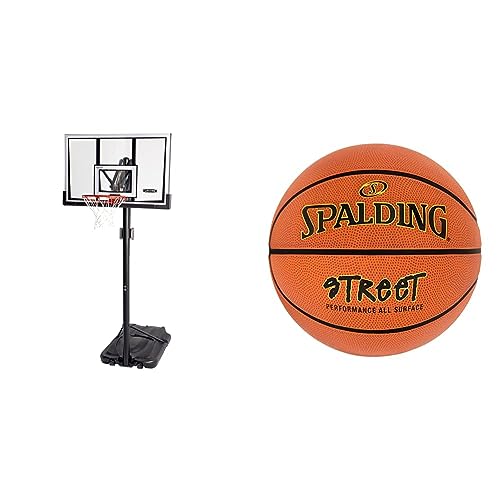 Lifetime 90061 Portable Basketball System, 52 Inch Shatterproof Backboard,Black and Spalding Street Outdoor Basketball 29.5"