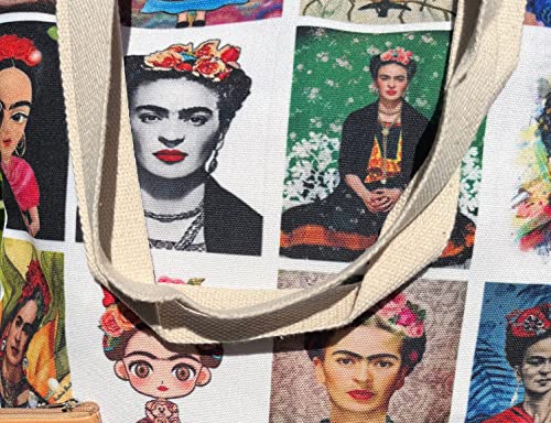 Mexican Artist Frida Inspired Canvas Tote Bag & Matching Accessory Bag - Beautiful Set
