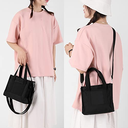 MINKARS Mini Tote Bag for Women Canvas Crossbody Purse, Black 9β