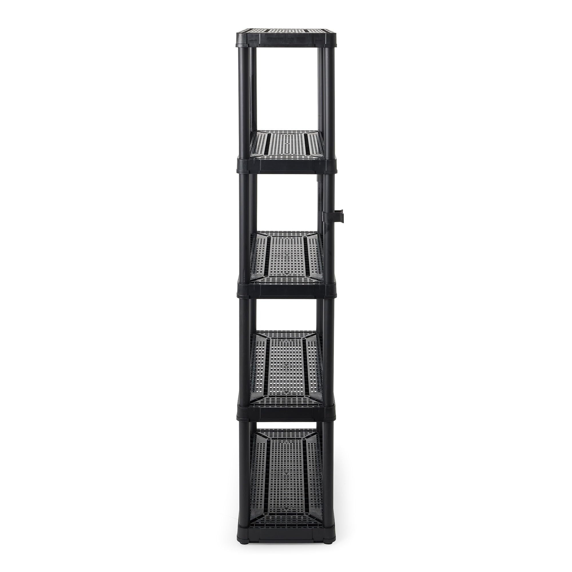 Gracious Living 5 Shelf Fixed Height Ventilated Medium Duty Storage Unit 14 x 32 x 72 Organizer System for Home, Garage, Basement, and Laundry, Black