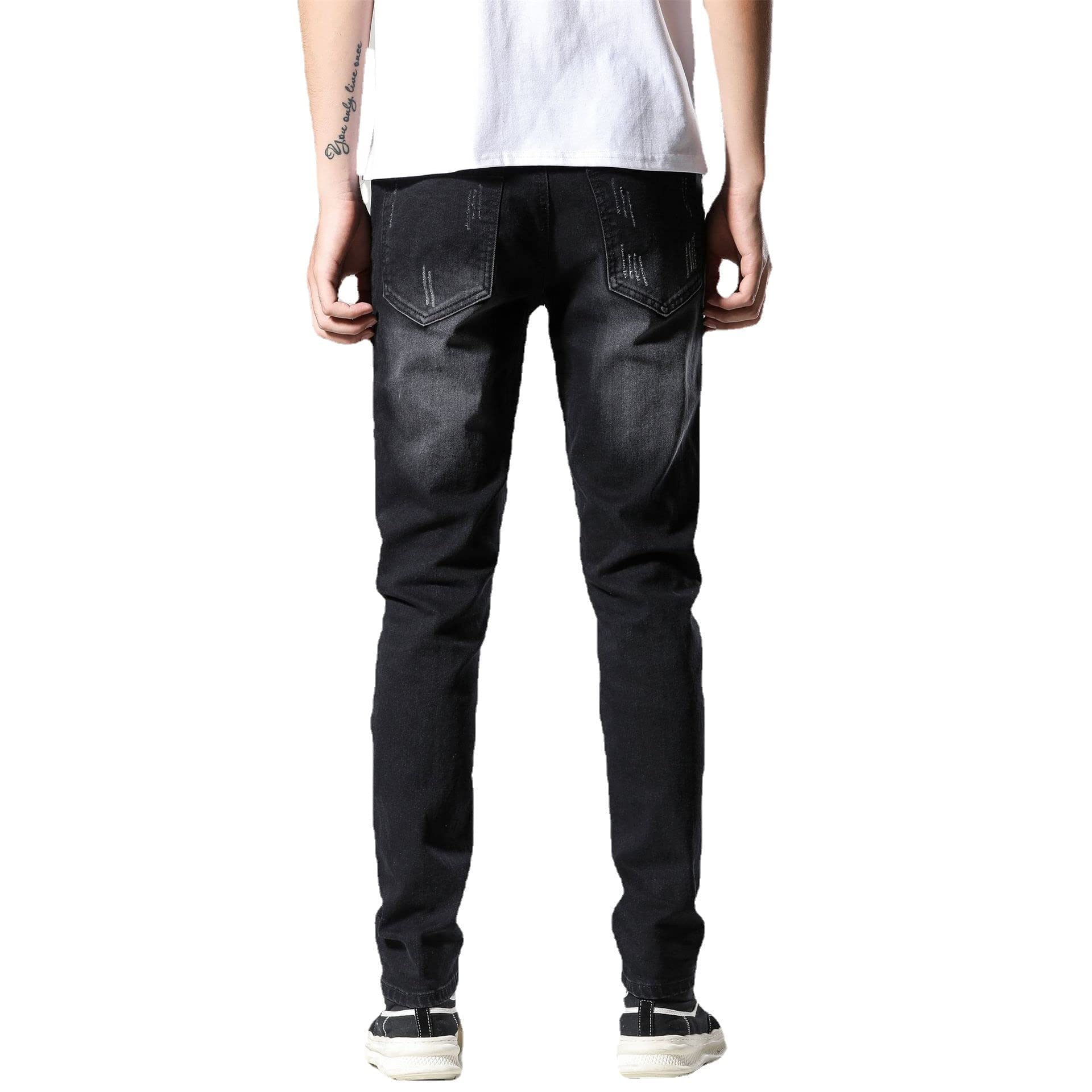 Liuhond Men's Ripped Straight Holes Hip Hop Biker Stretchy Jeans(30, 209 Black)