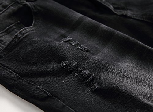 Liuhond Men's Ripped Straight Holes Hip Hop Biker Stretchy Jeans(30, 209 Black)