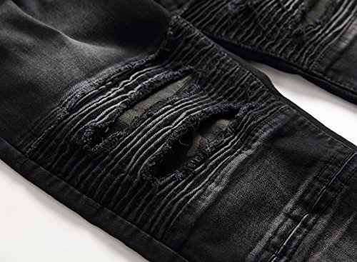 Liuhond Men's Ripped Straight Holes Hip Hop Biker Stretchy Jeans(30, 209 Black)