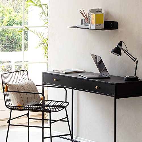 Saffron Fabs 24" x 8" Metal Wall Shelf in Textured Black