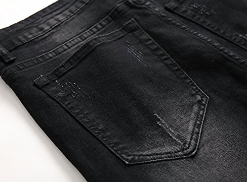 Liuhond Men's Ripped Straight Holes Hip Hop Biker Stretchy Jeans(30, 209 Black)