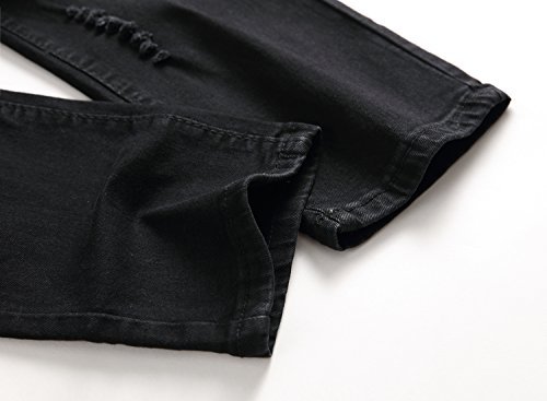 Liuhond Men's Ripped Straight Holes Hip Hop Biker Stretchy Jeans(30, 209 Black)