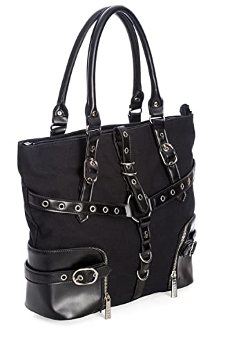 Lost Queen Gothic Tote Strappy Savanna Handbag Straps and Buckles Bag Punk Rock Purse