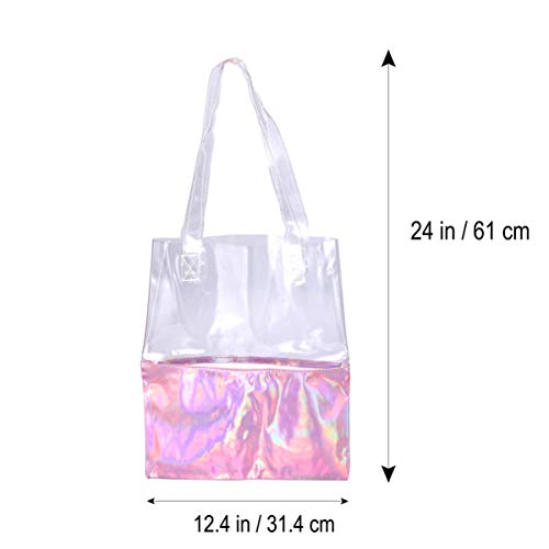 Women Hologram Tote Clear Beach Transparent Bag for Holographic Chic Purses Handbag Shoulder Pink Pvc