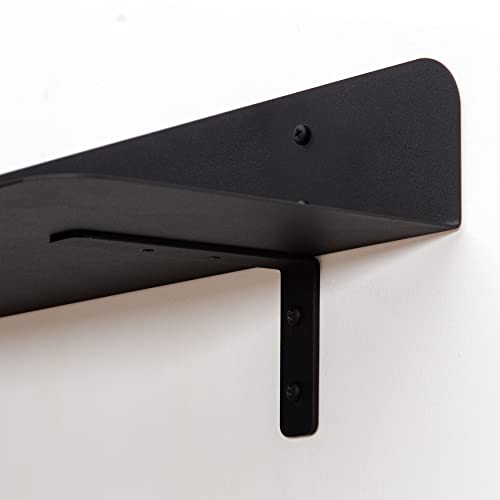 Saffron Fabs 24" x 8" Metal Wall Shelf in Textured Black