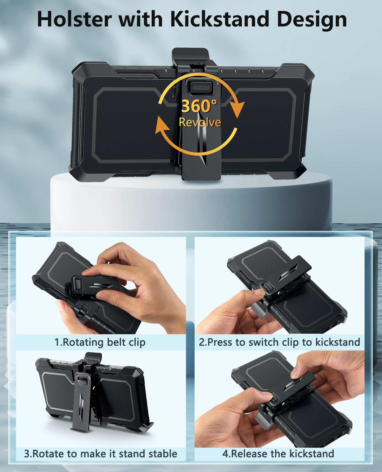 for Motorola Moto G-Stylus 5G-2022 Case: Military Grade Drop Proof Protection Rugged Protective Cell Phone Cover with Belt Clip Holster Kickstand & Slide |Shockproof TPU Matte(Belt-Clip Black)