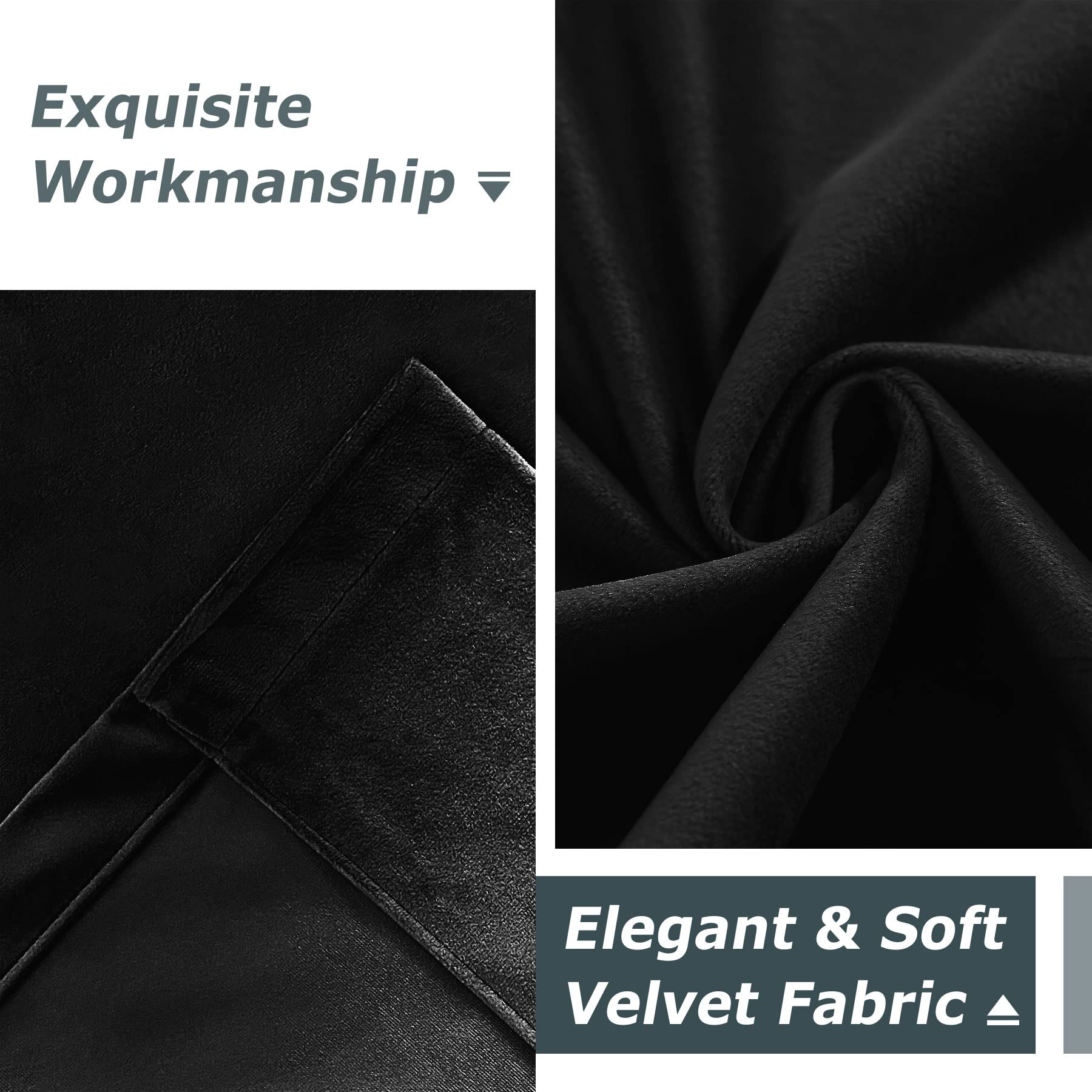 Frelement Grommet Top Curtains Extra Long Soft Velvet Curtains for Tall Windows Thermal Insulated Curtains for Bedroom Backdrop Curtains, 42" W x 78" L, 1 Panel, Black