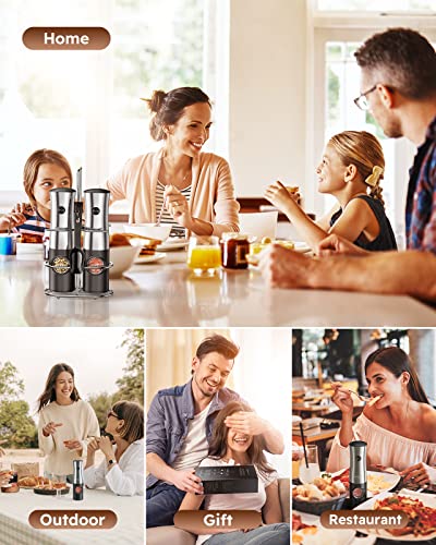 Sangcon Electric Salt and Pepper Grinder Set - Automatic Pepper Mills with LED Light - Battery Operated Salt and Pepper Shakers with Stand & Sangcon 5 in 1 Blender and Food Processor Combo for Kitche
