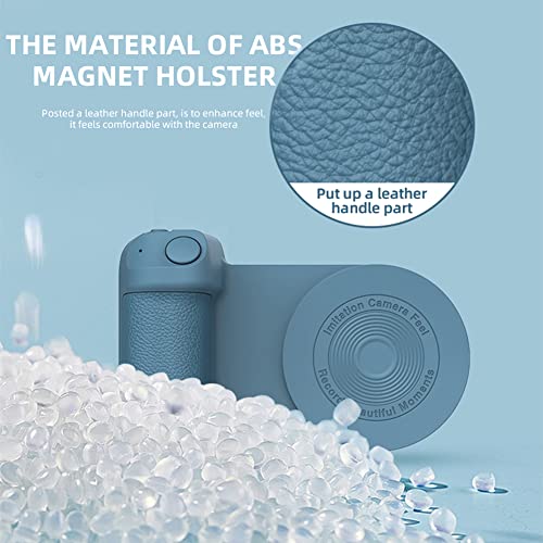 Magnetic Camera Handle Bluetooth Bracket,Smart Bluetooth Mobile Phone Anti-Shake Selfie Device, Magnetic Grip Photo Stand, Bluetooth Selfie Stick Grip Mount, for All Phone (Blue)