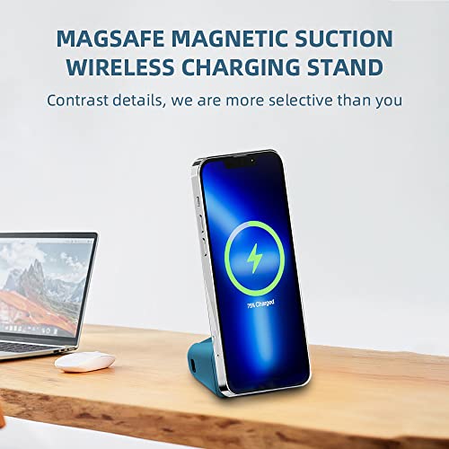 Magnetic Camera Handle Bluetooth Bracket,Smart Bluetooth Mobile Phone Anti-Shake Selfie Device, Magnetic Grip Photo Stand, Bluetooth Selfie Stick Grip Mount, for All Phone (Blue)