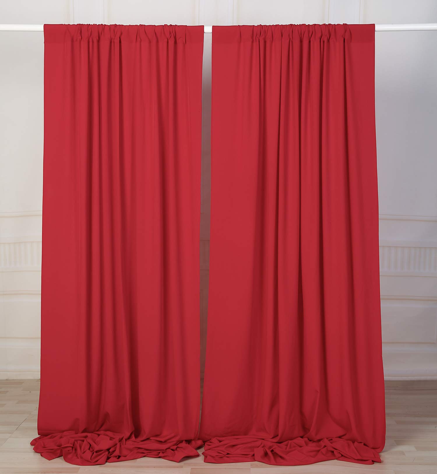SHERWAY 9.5 Feet x 10 Feet Red Photography Backdrop Drapes, Smooth Polyester Window Curtain for Wedding Ceremony Party Decoration (10% Transparency)