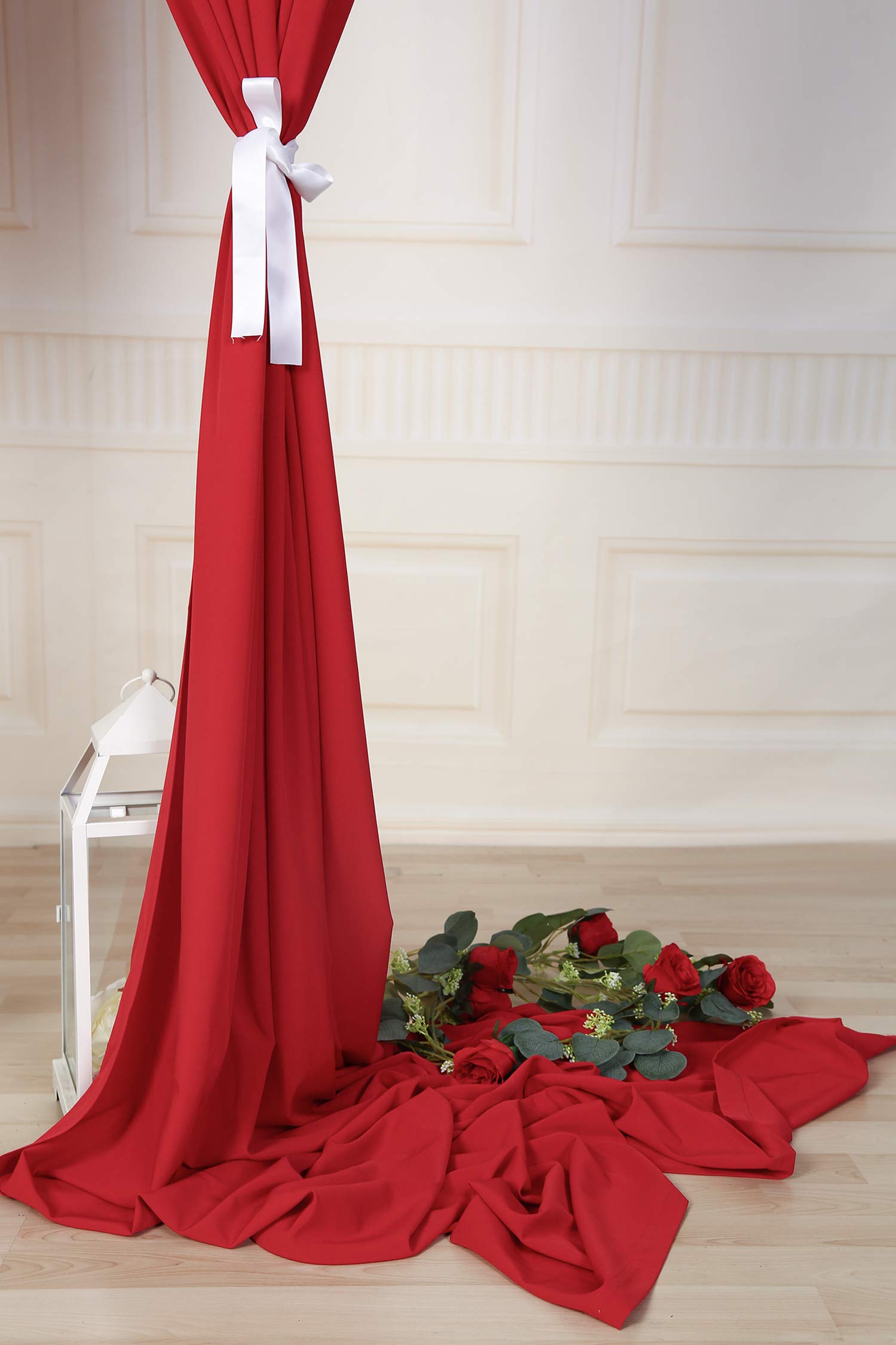 SHERWAY 9.5 Feet x 10 Feet Red Photography Backdrop Drapes, Smooth Polyester Window Curtain for Wedding Ceremony Party Decoration (10% Transparency)