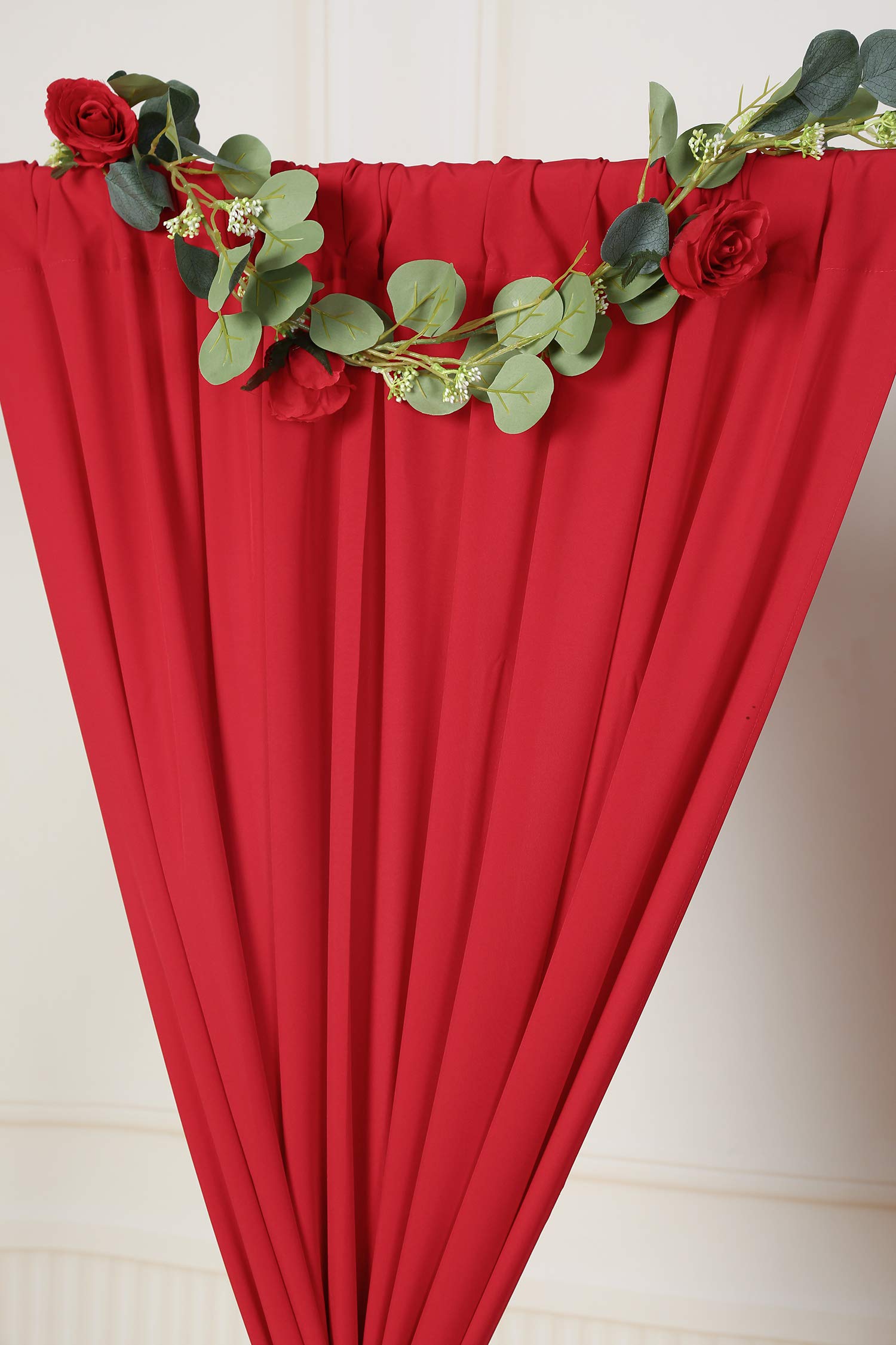 SHERWAY 9.5 Feet x 10 Feet Red Photography Backdrop Drapes, Smooth Polyester Window Curtain for Wedding Ceremony Party Decoration (10% Transparency)