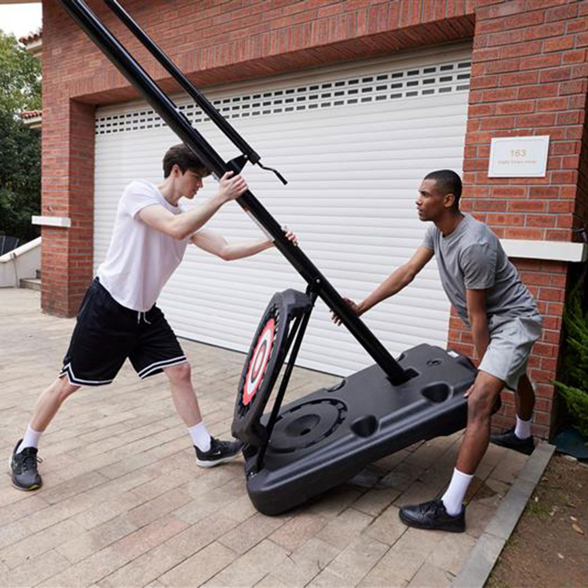 IE Sports Portable Basketball Hoop, 7.5-10 Ft Adjustable Height, 44" Backboard & Rebounder